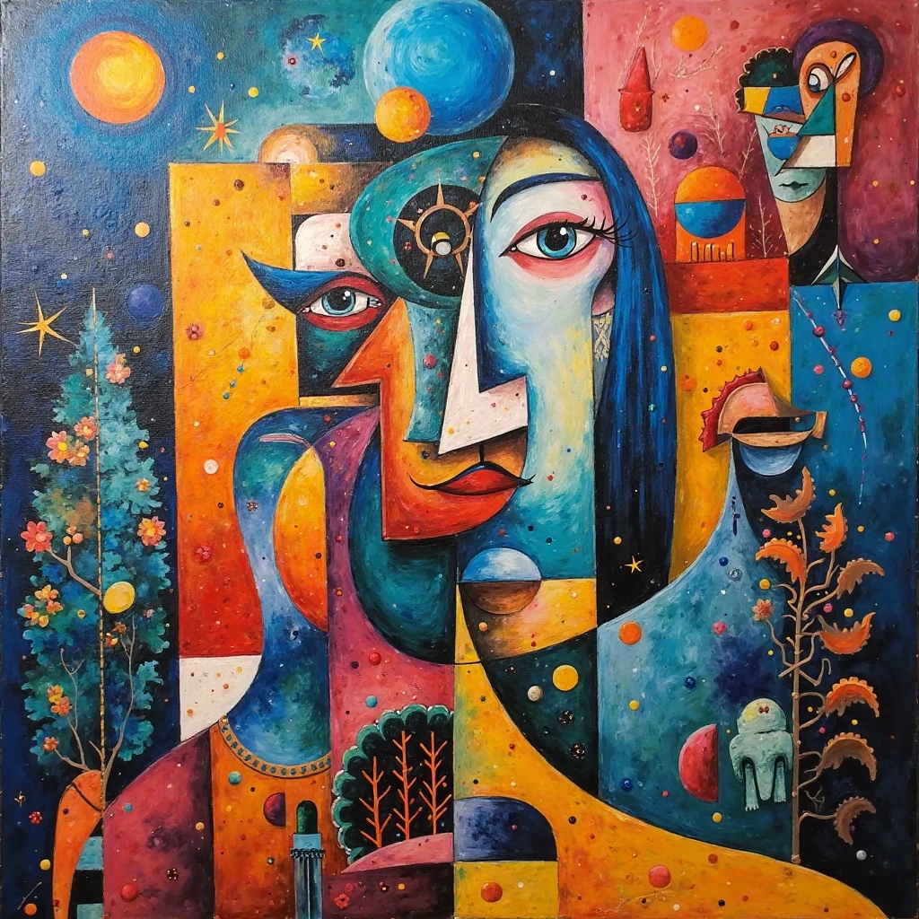 Stable Diffusion Prompt: Bright Picasso-style cubist oil painting ...