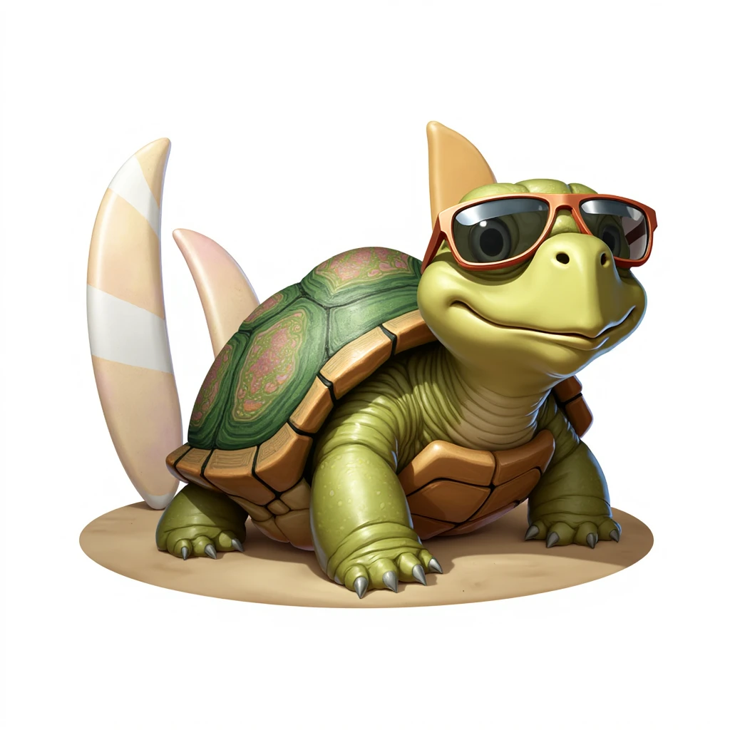 Stable Diffusion Prompt: Funny cute turtle cartoon wearing sunglasses ...
