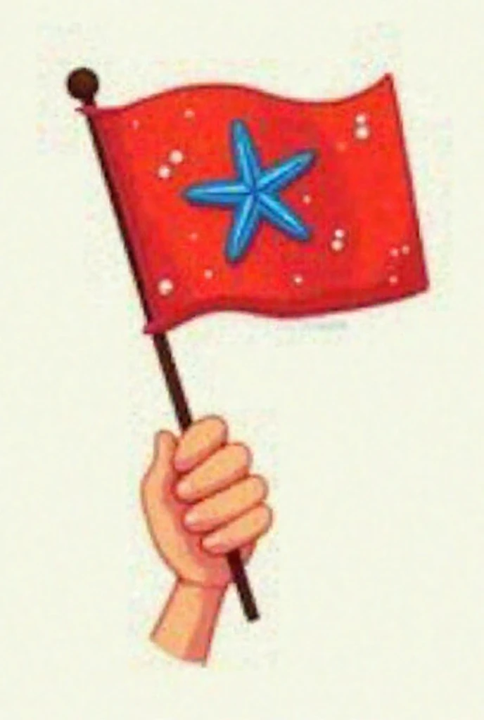 Stable Diffusion Prompt: Cartoon hand holding red flag with blue plus ...