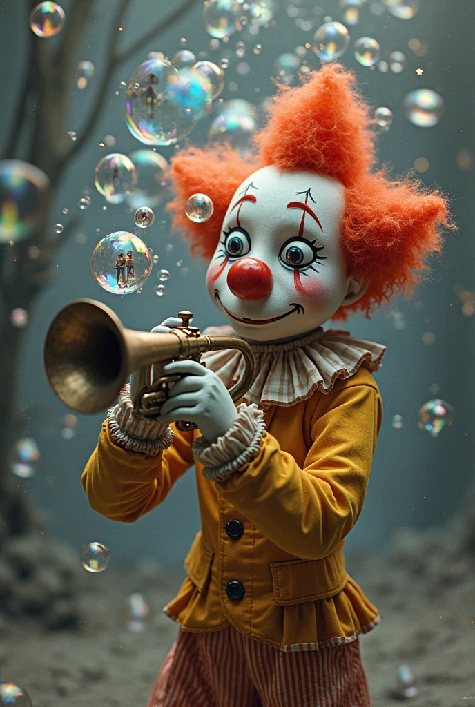 Stable Diffusion Prompt: Animate a bright clown puppet with screaming ...