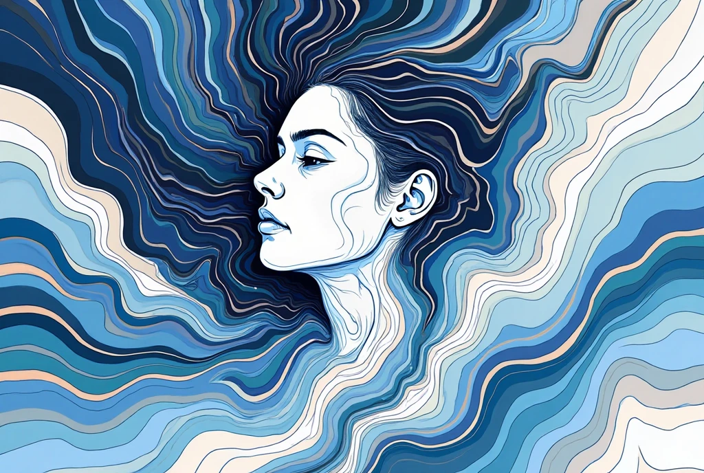 Stable Diffusion Prompt: Abstract blue, white, black line art of one ...