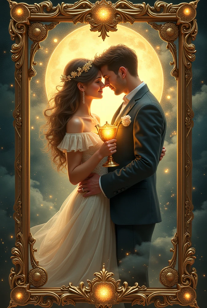 Stable Diffusion Prompt: Two of Cups: Love, partnership, soulmate connection, harmonious union