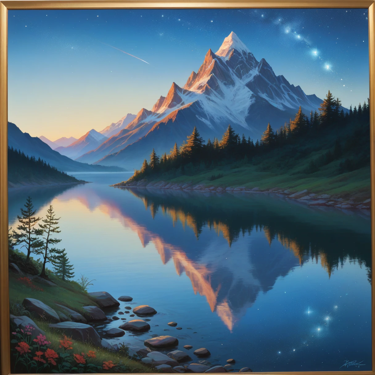 Stable Diffusion Prompt: Starry mountain lake by Jessica Rosier ...