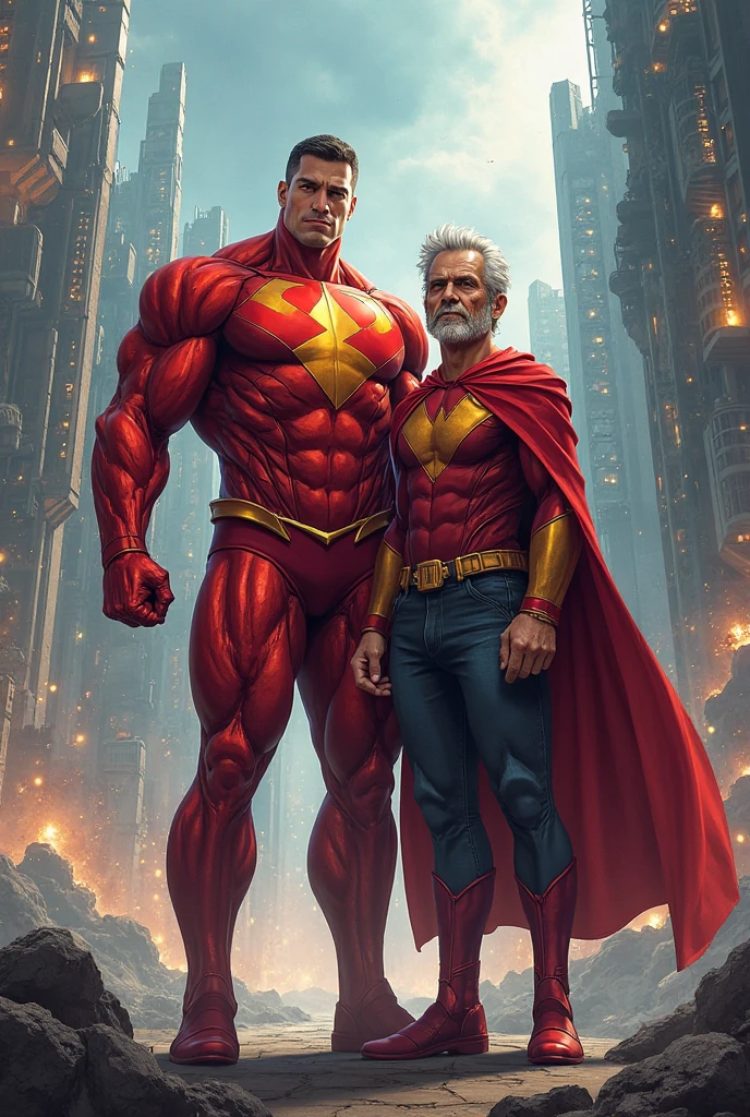 Stable Diffusion Prompt: Invincible and his dad take a memorable photo ...