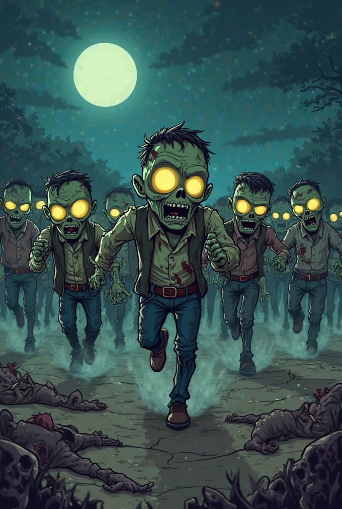 Stable Diffusion Prompt: A cartoon-style army of zombies marching ...