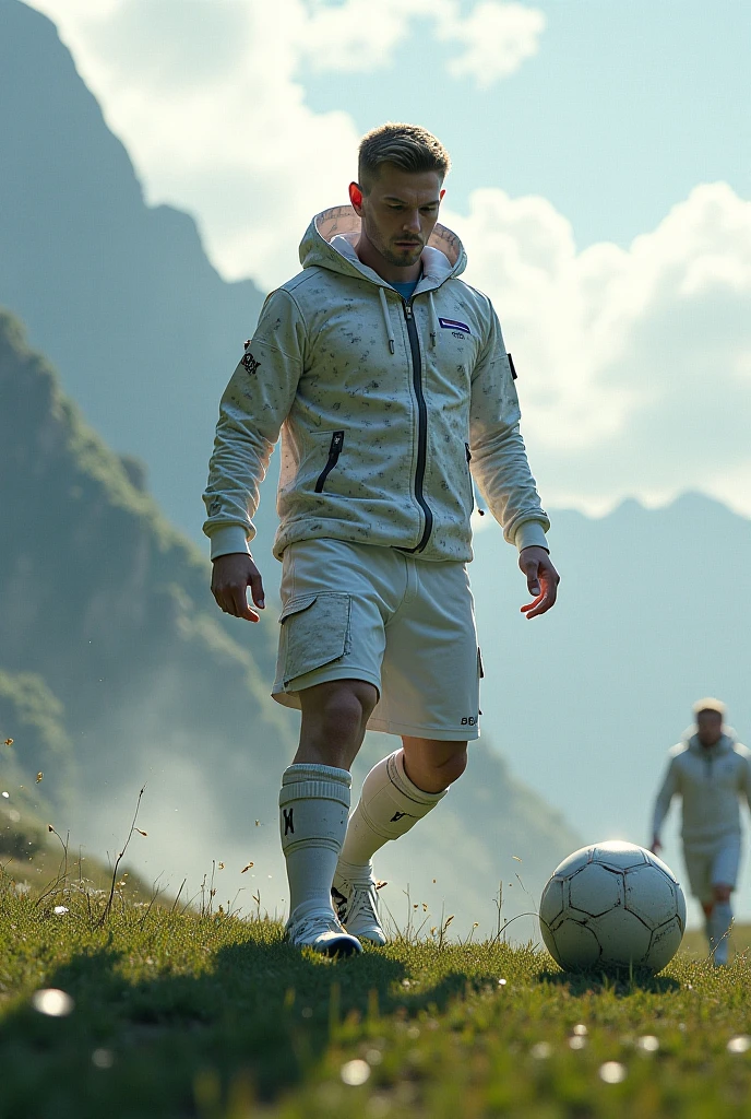 Stable Diffusion Prompt: Simo Hayha from Record of Ragnarok playing soccer
