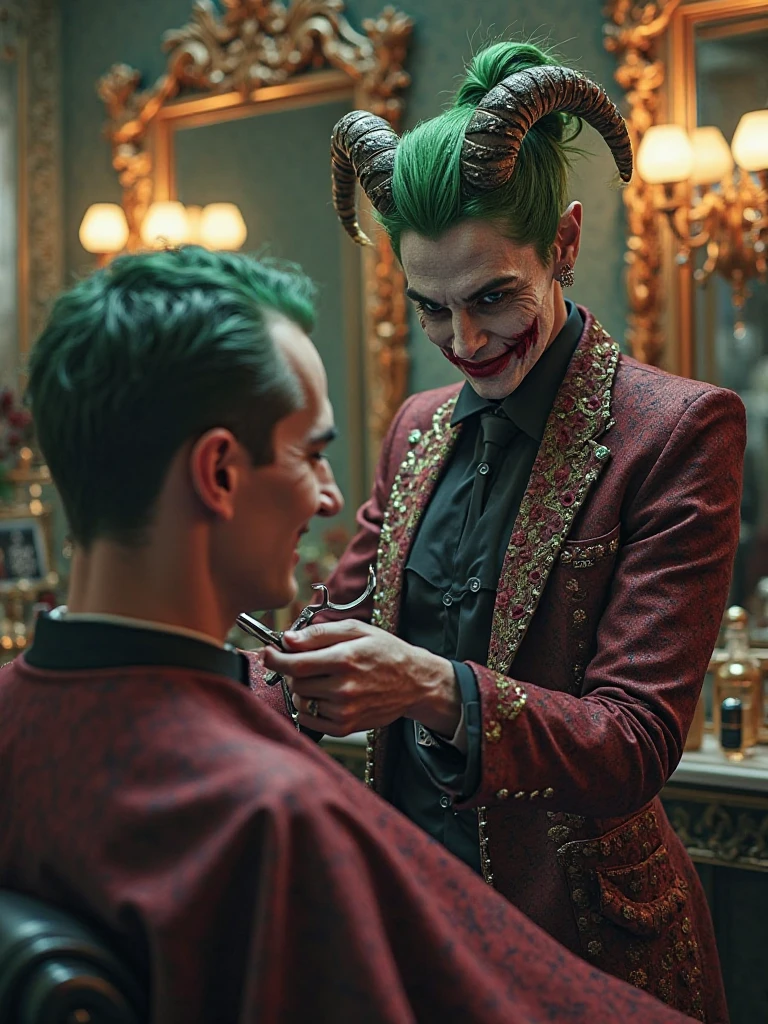 Stable Diffusion Prompt: Stylish barber demon, with the joker's face ...