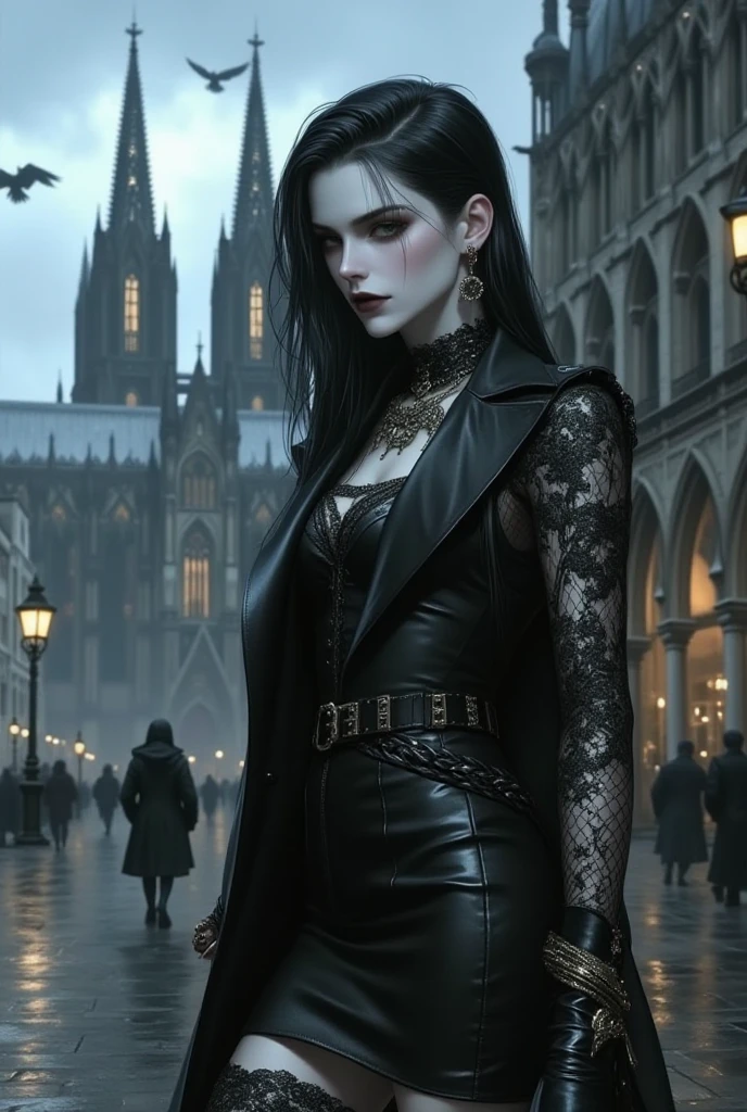 Stable Diffusion Prompt: Elegant Gothic woman in modern outfit ...