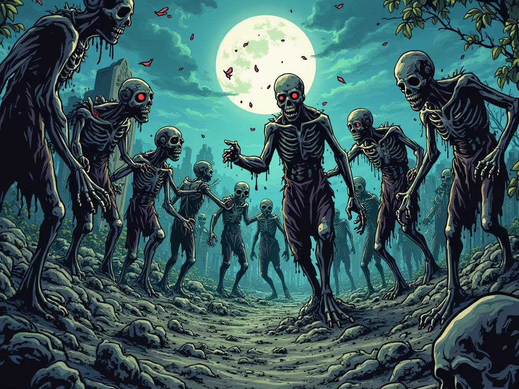 Stable Diffusion Prompt: Graveyard Night: Zombies invade Earth in ...