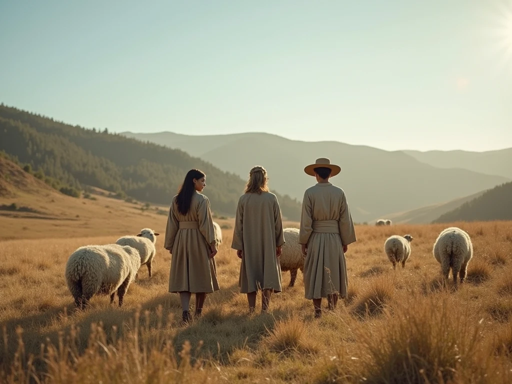 Stable Diffusion Prompt: Humble shepherd children Lucia, Francisco, and ...