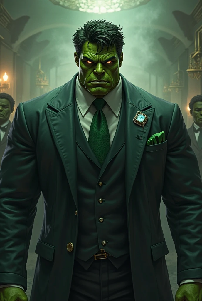 Stable Diffusion Prompt: Hulk as a mafia boss: powerful, intimidating ...