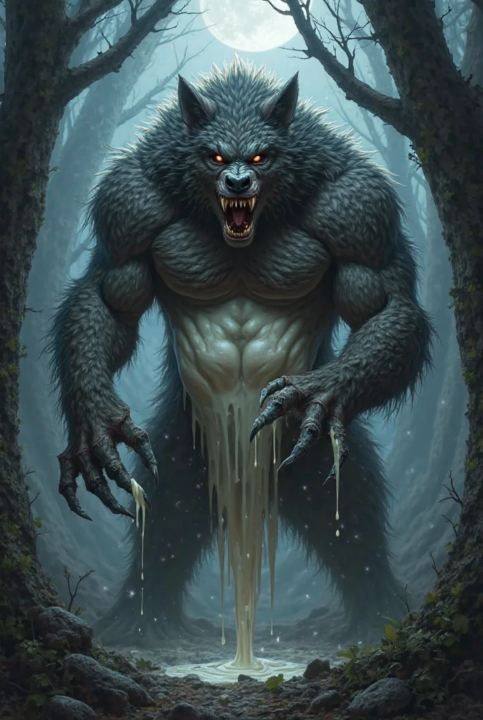 Stable Diffusion Prompt: Werewolf with puffed cheeks squeezes and pours ...