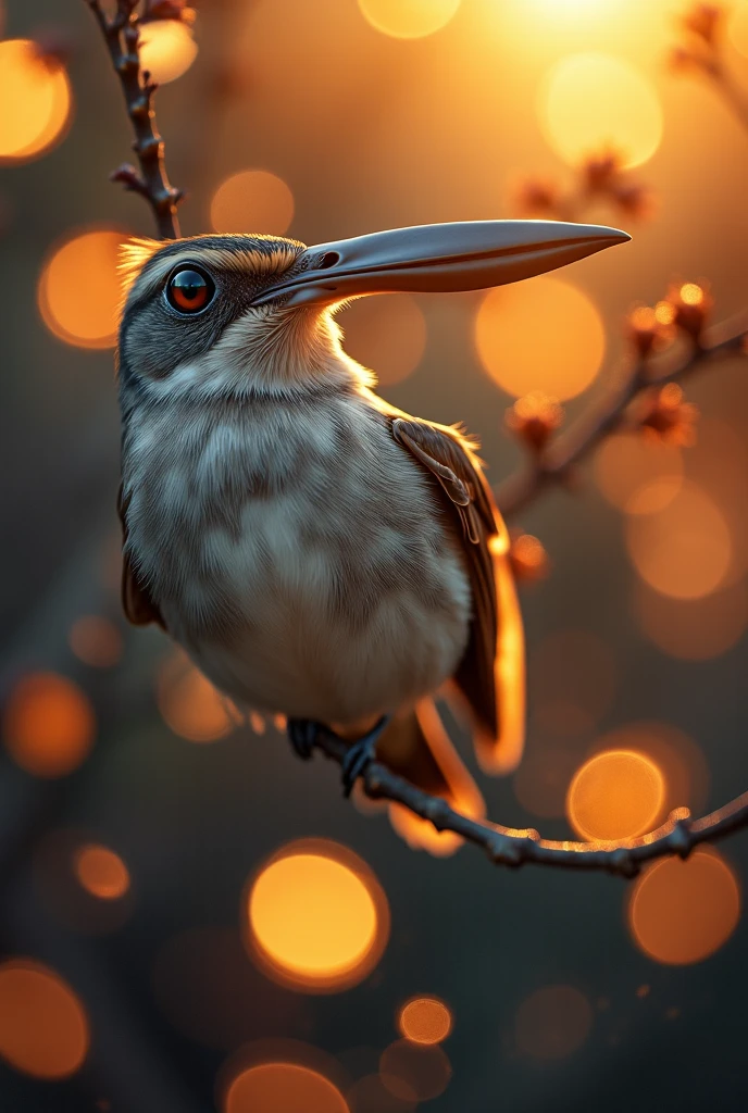 Stable Diffusion Prompt: Beautiful close-up of a tiny bird bathed in ...