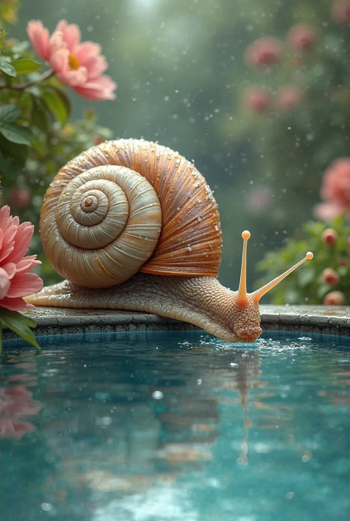 Stable Diffusion Prompt: Snail swimming in a pool: unexpected aquatic ...