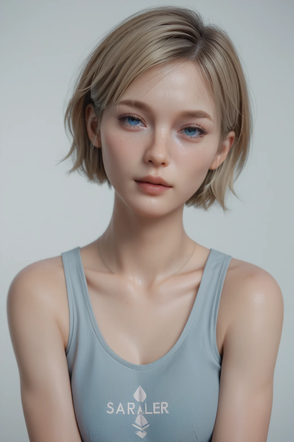 Stable Diffusion Prompt: Sarah Miller: Short, blue-eyed 3D blonde ...