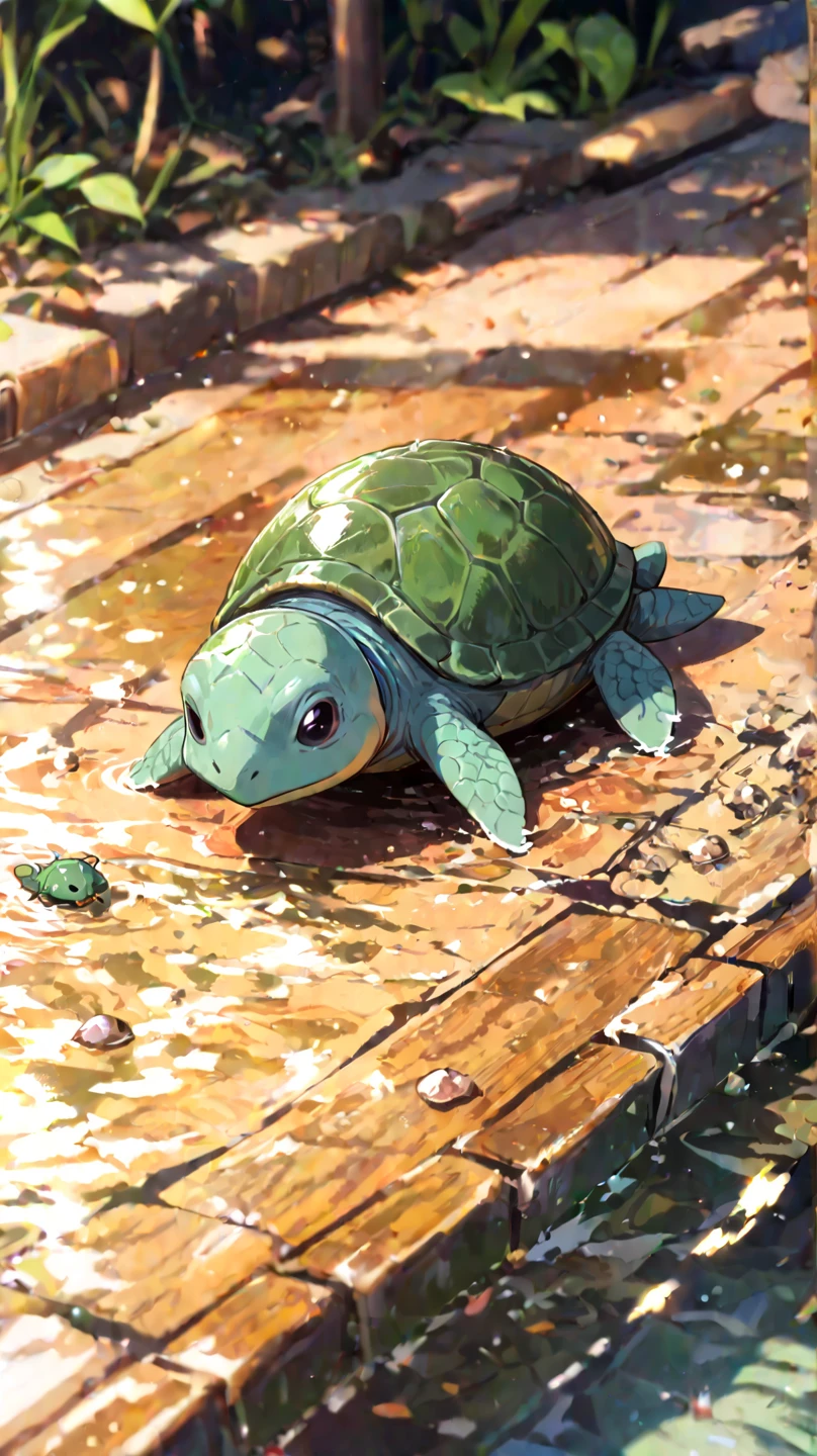 Stable Diffusion Prompt: A tiny turtle's adorable adventure in nature's ...