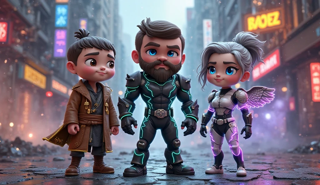 Stable Diffusion Prompt: Stylized cartoon heroes with giant heads and tiny bodies showcase ...