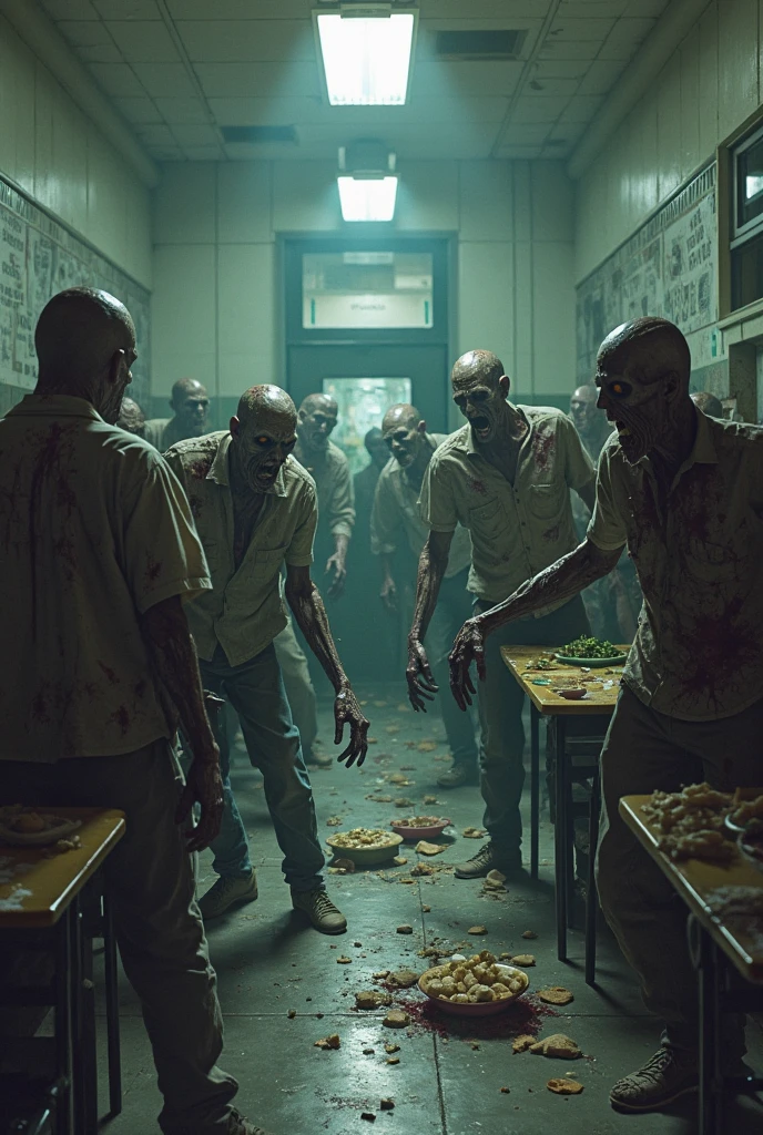 Stable Diffusion Prompt: Haunted school cafeteria door overrun by ...