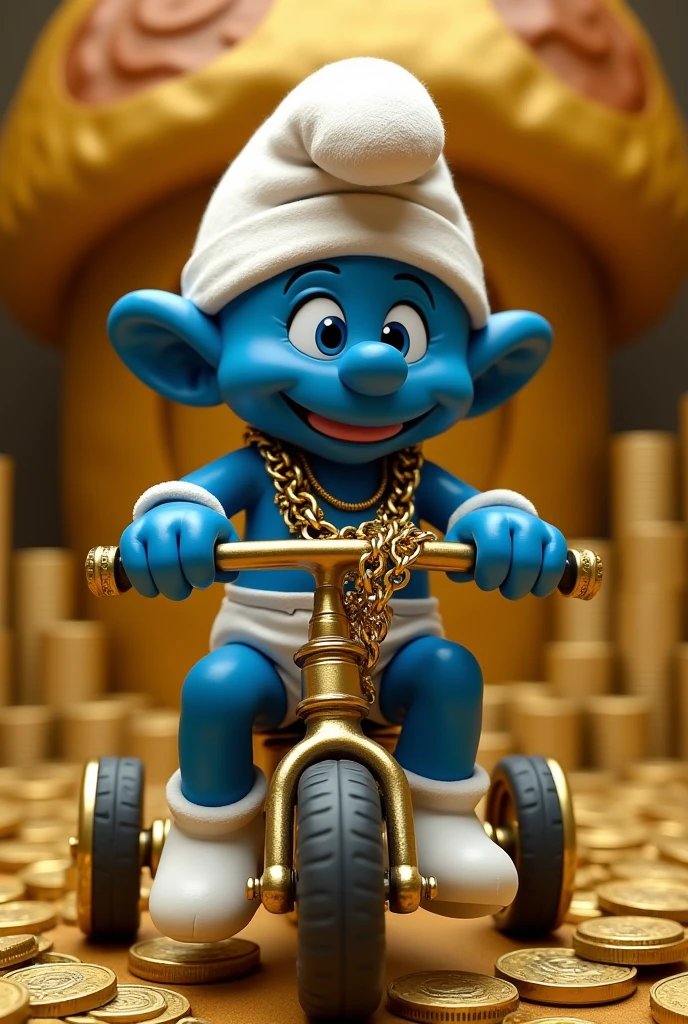Stable Diffusion Prompt: Smurf transforms into a gangster with gold ...