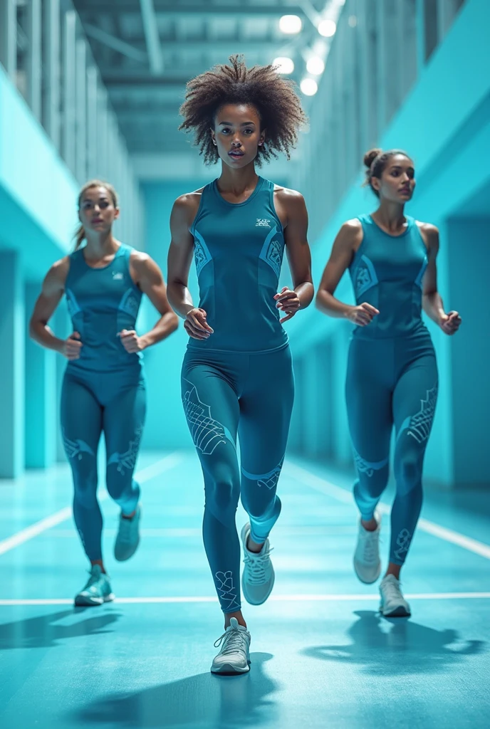 Stable Diffusion Prompt: Steel blue and turquoise sports jumpers are ...