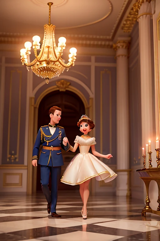 Stable Diffusion Prompt: Pixar-style royal ballroom scene of 1950s ...