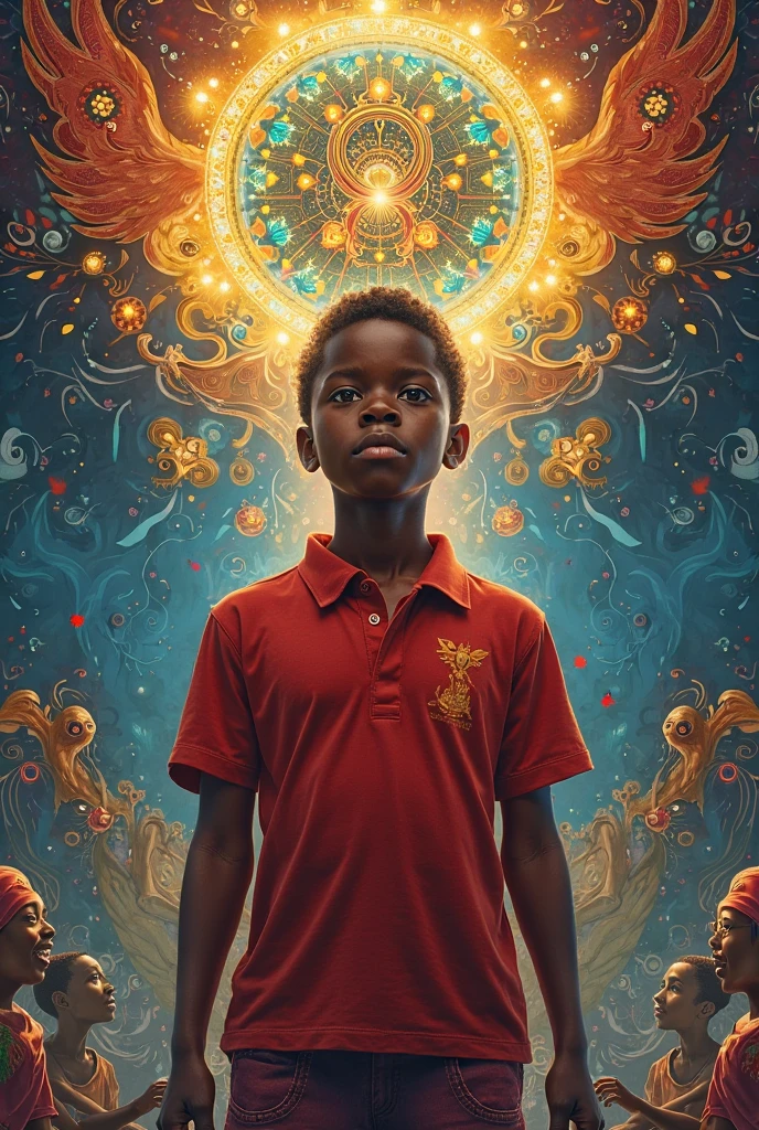 Stable Diffusion Prompt: Book cover featuring a Black boy in a red polo ...