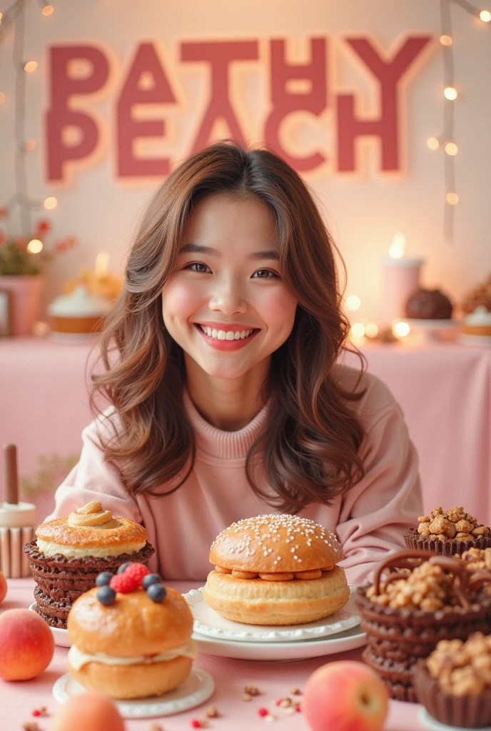 Stable Diffusion Prompt: She loves the top letters spelling "pastry" in ...