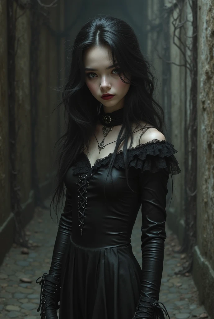 Stable Diffusion Prompt: Gothic girl fashion: dark elegance and edgy ...