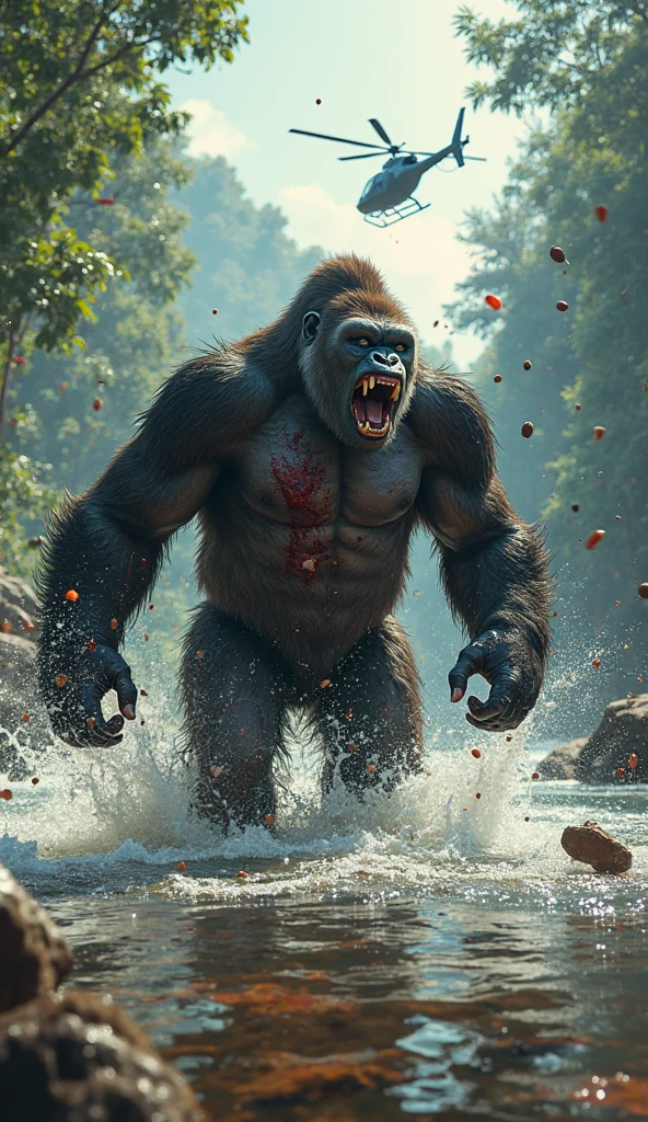 Stable Diffusion Prompt: A huge muscular gorilla, a scantily clad busty ...