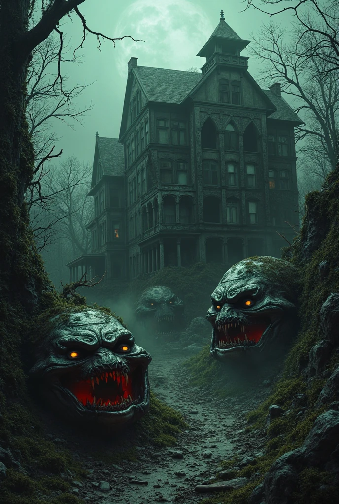 Stable Diffusion Prompt: Old haunted house photos with scary faces for ...