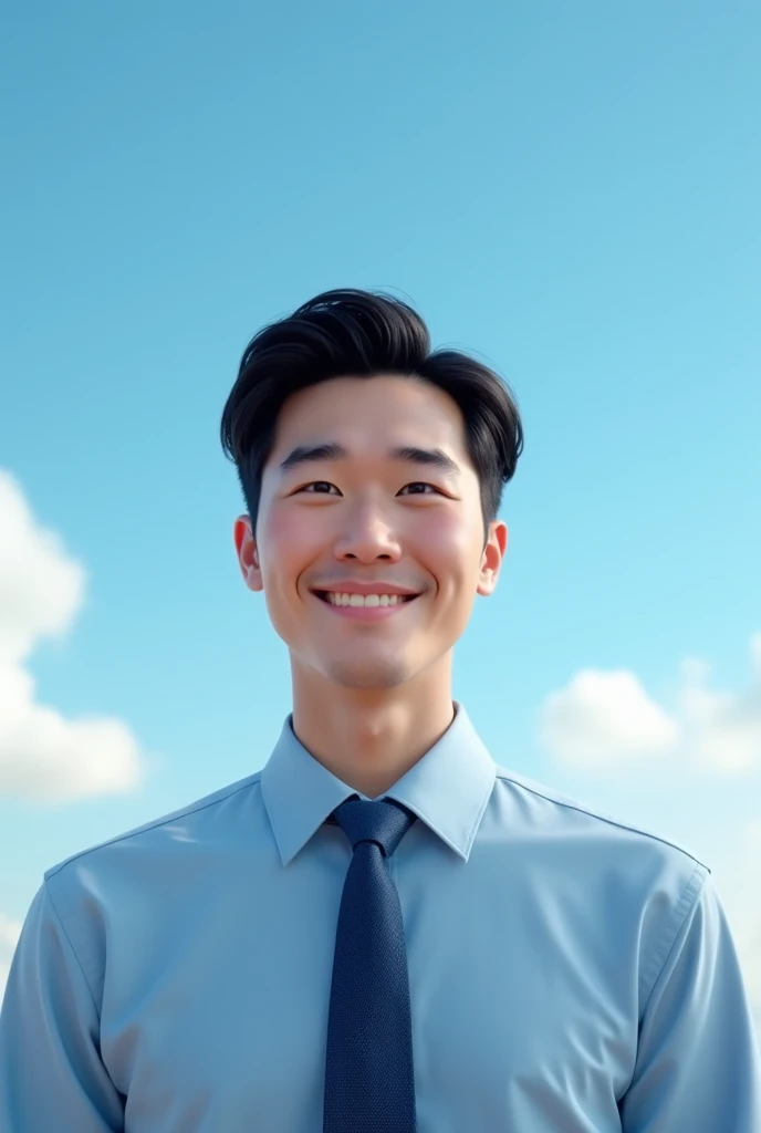 Stable Diffusion Prompt: Asian teacher in sky blue shirt and navy tie ...