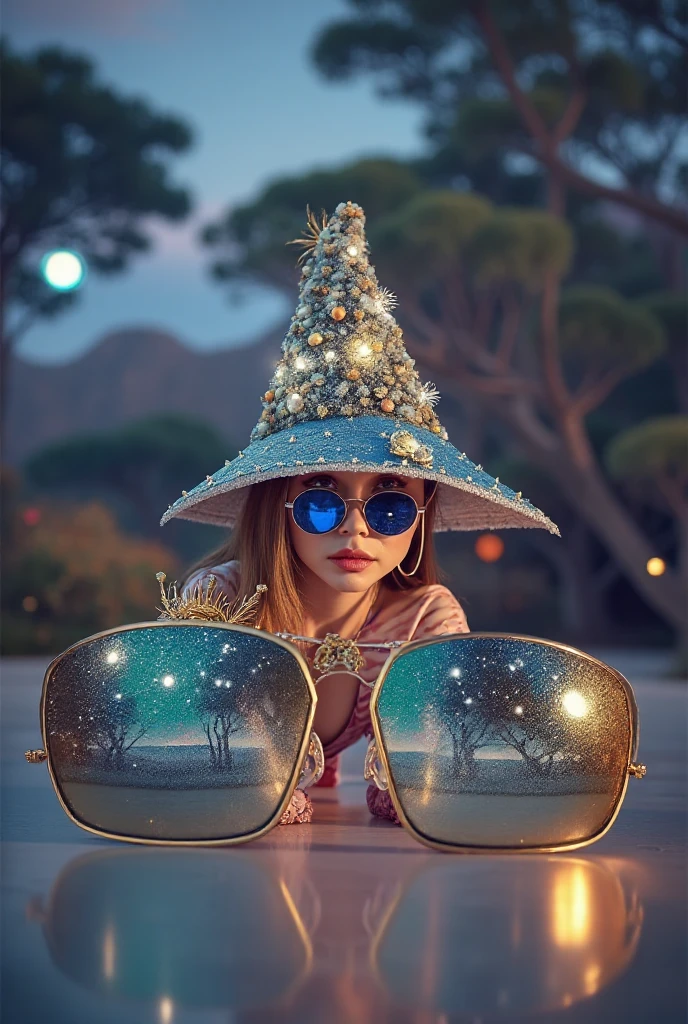 Stable Diffusion Prompt: Model showcases YENNY glass sunglasses adorned ...