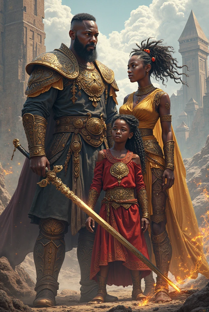 Stable Diffusion Prompt: Black family heroes: RPG champion father leads ...