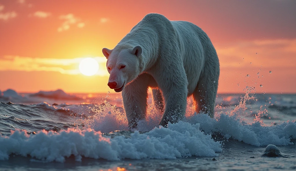 Stable Diffusion Prompt: Polar bear stepping out of ocean, water ...