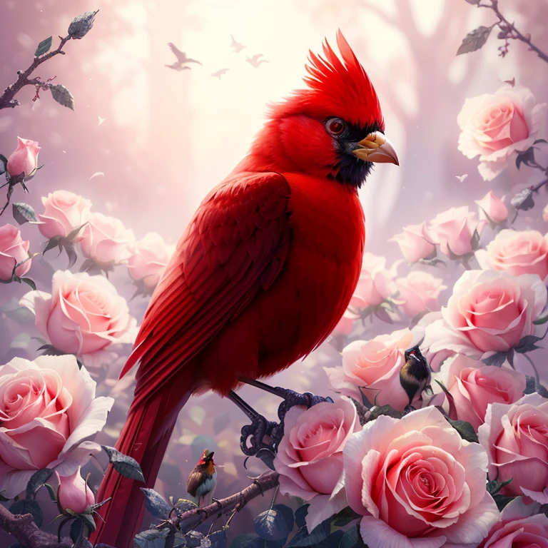 Stable Diffusion Prompt: Arafed red bird sitting on a branch of a tree ...