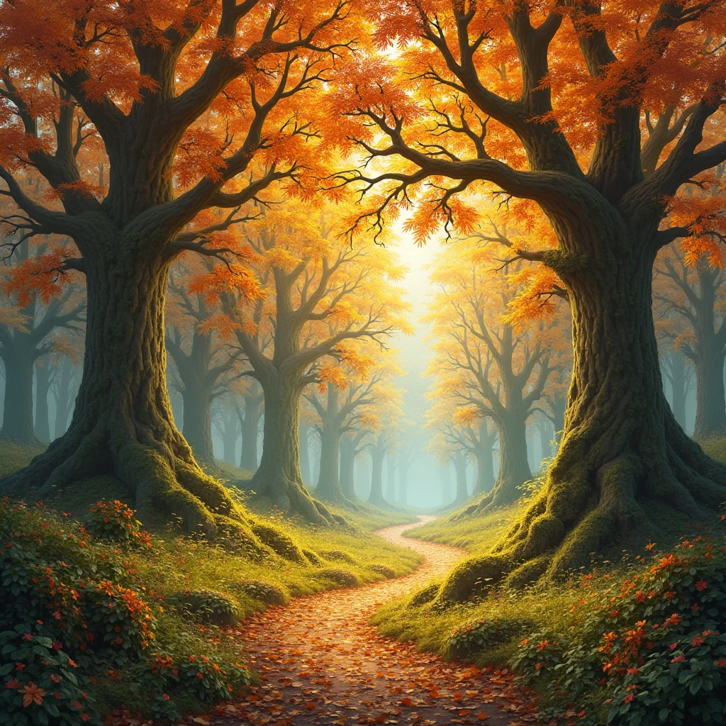 Stable Diffusion Prompt: A forest of trees with golden leaves