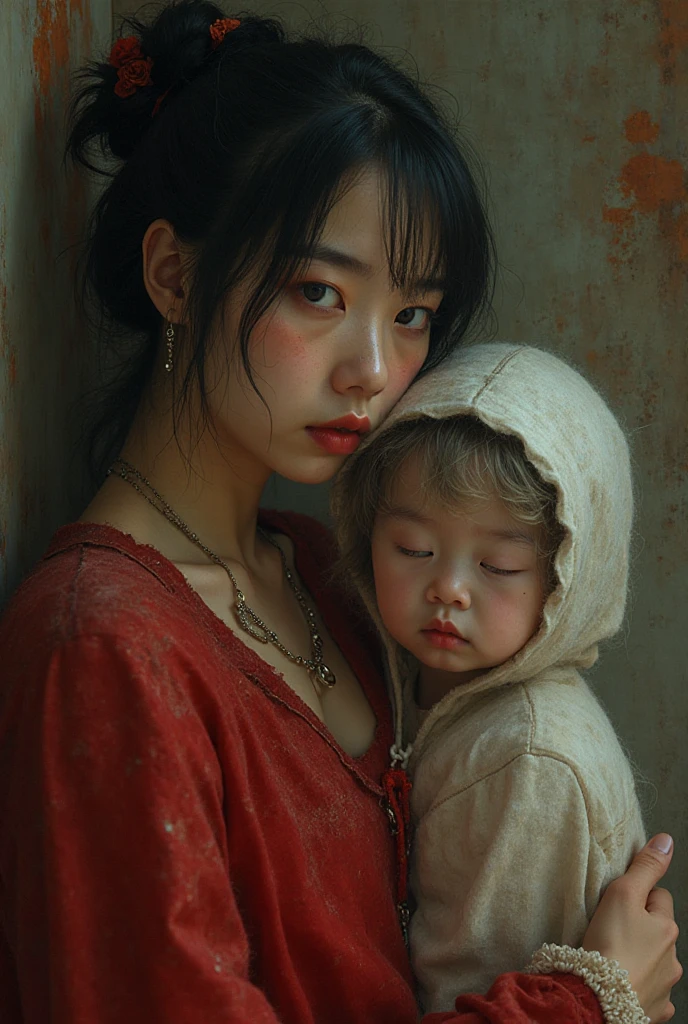 Stable Diffusion Prompt: A young Japanese woman with matted and dimmed ...