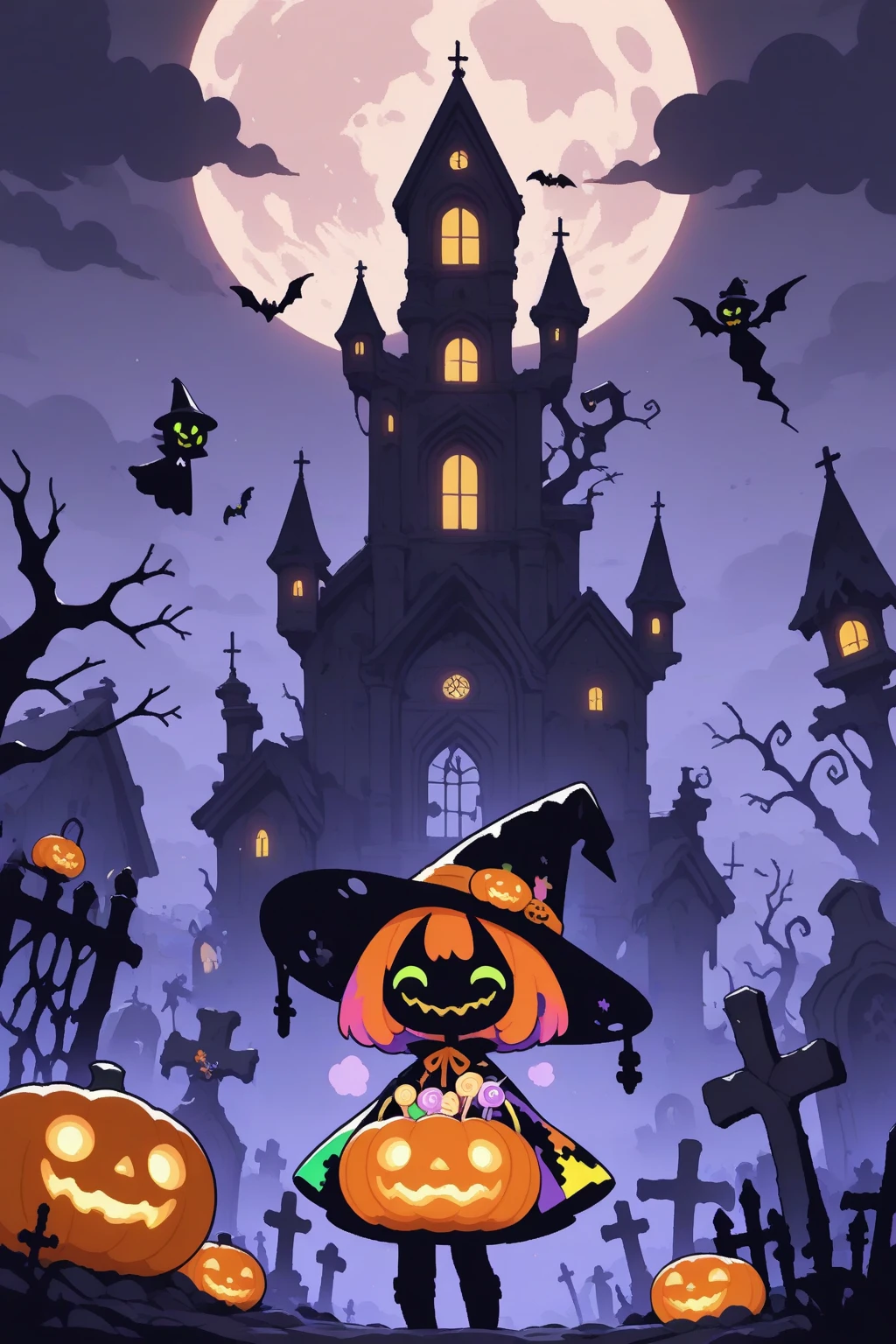 Stable Diffusion Prompt: Cute, pop, kawaii, spooky graveyard, gothic ...