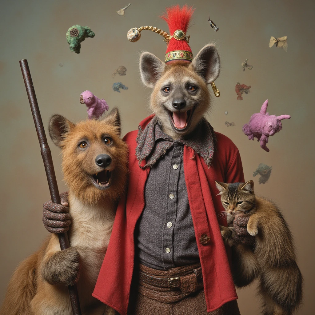 Stable Diffusion Prompt: A hyena in strange clothes and accessories ...