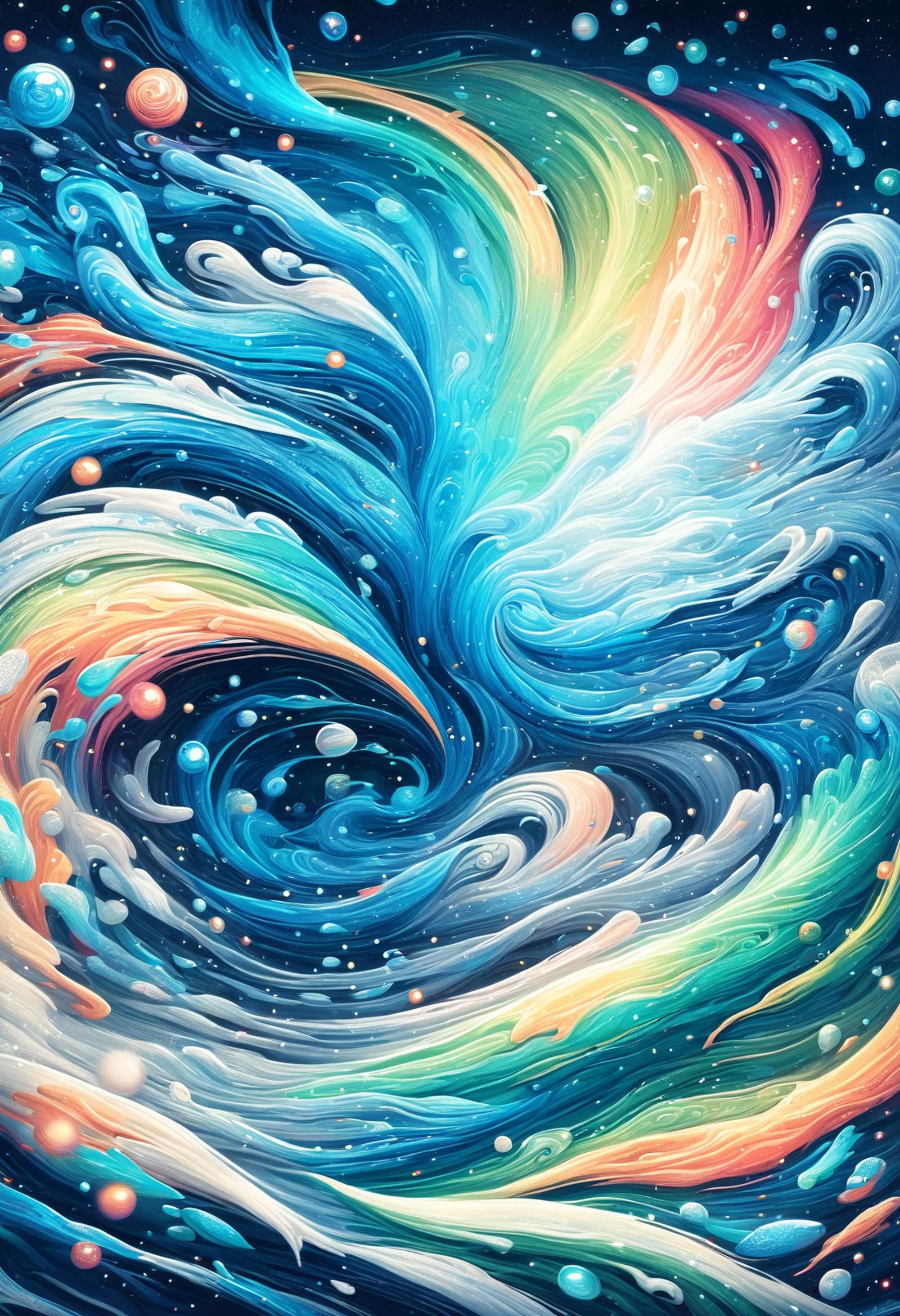 Stable Diffusion Prompt: A painting of a colorful swirl with bubbles ...