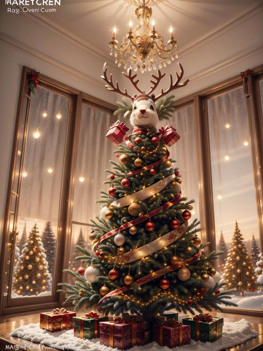 Stable Diffusion Prompt: Festive Christmas tree with gifts beneath for ...