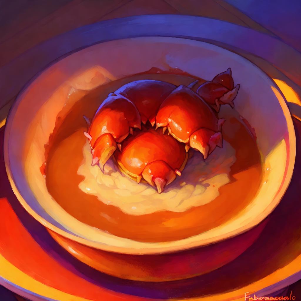 Stable Diffusion Prompt: There is a painting of a bowl of food with ...