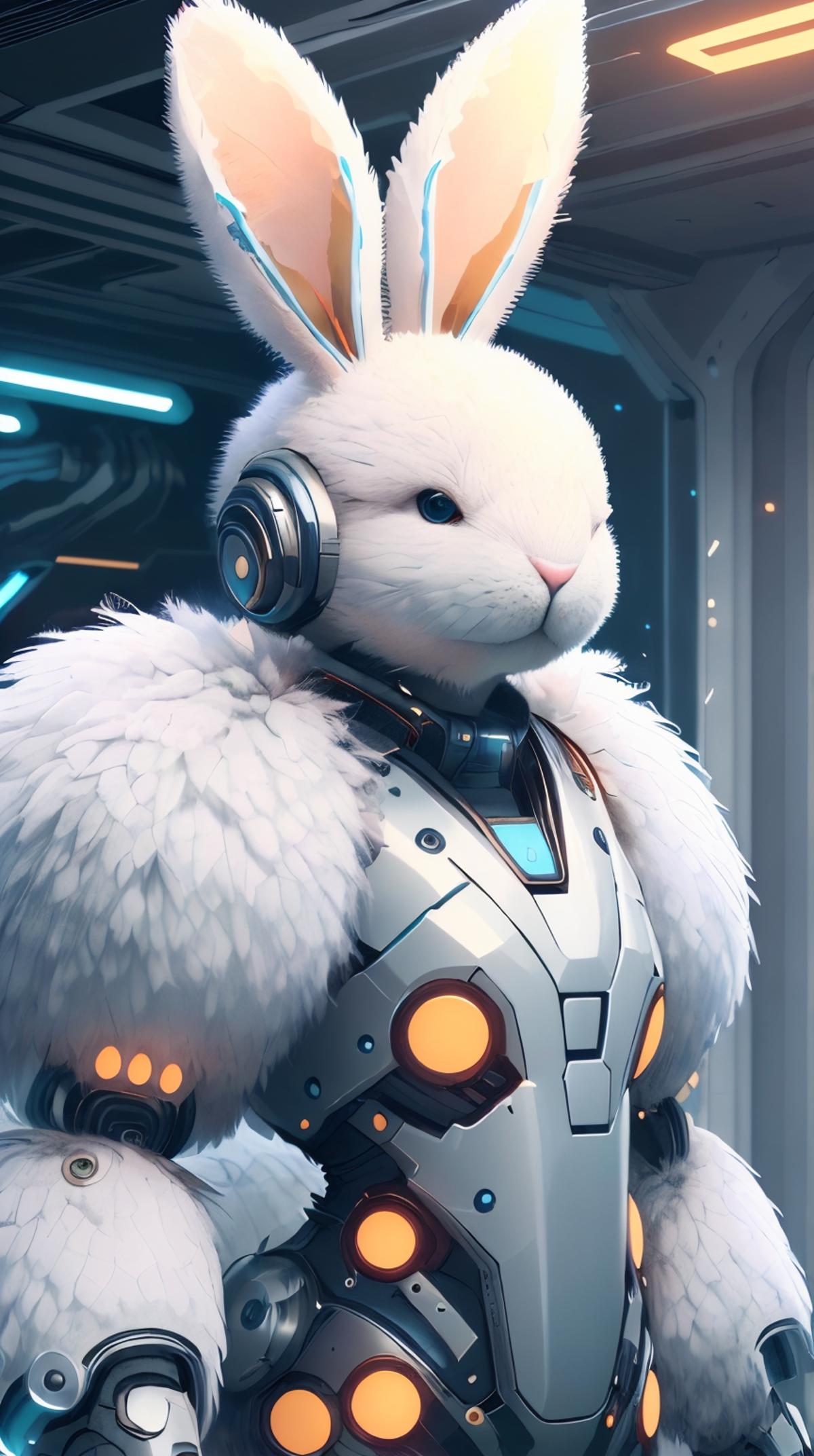 Stable Diffusion Prompt: White rabbit in a suit and headphones: a ...