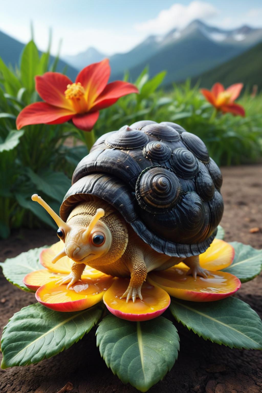 Stable Diffusion Prompt: There is a snail that is sitting on top of a ...
