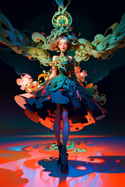 Stable Diffusion Prompt: A woman in a colorful dress and hat standing ...