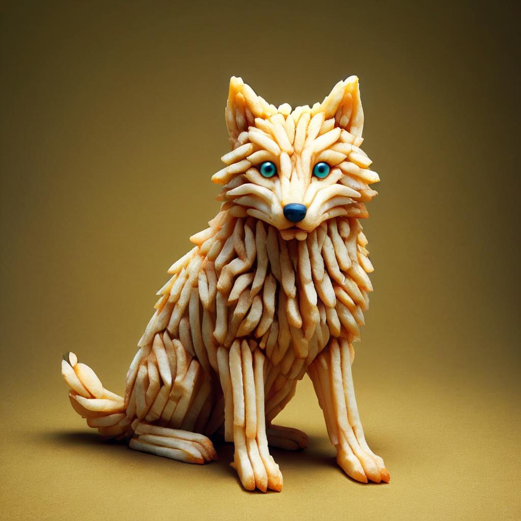 Stable Diffusion Prompt: Pasta dog sculpture on table: a quirky ...