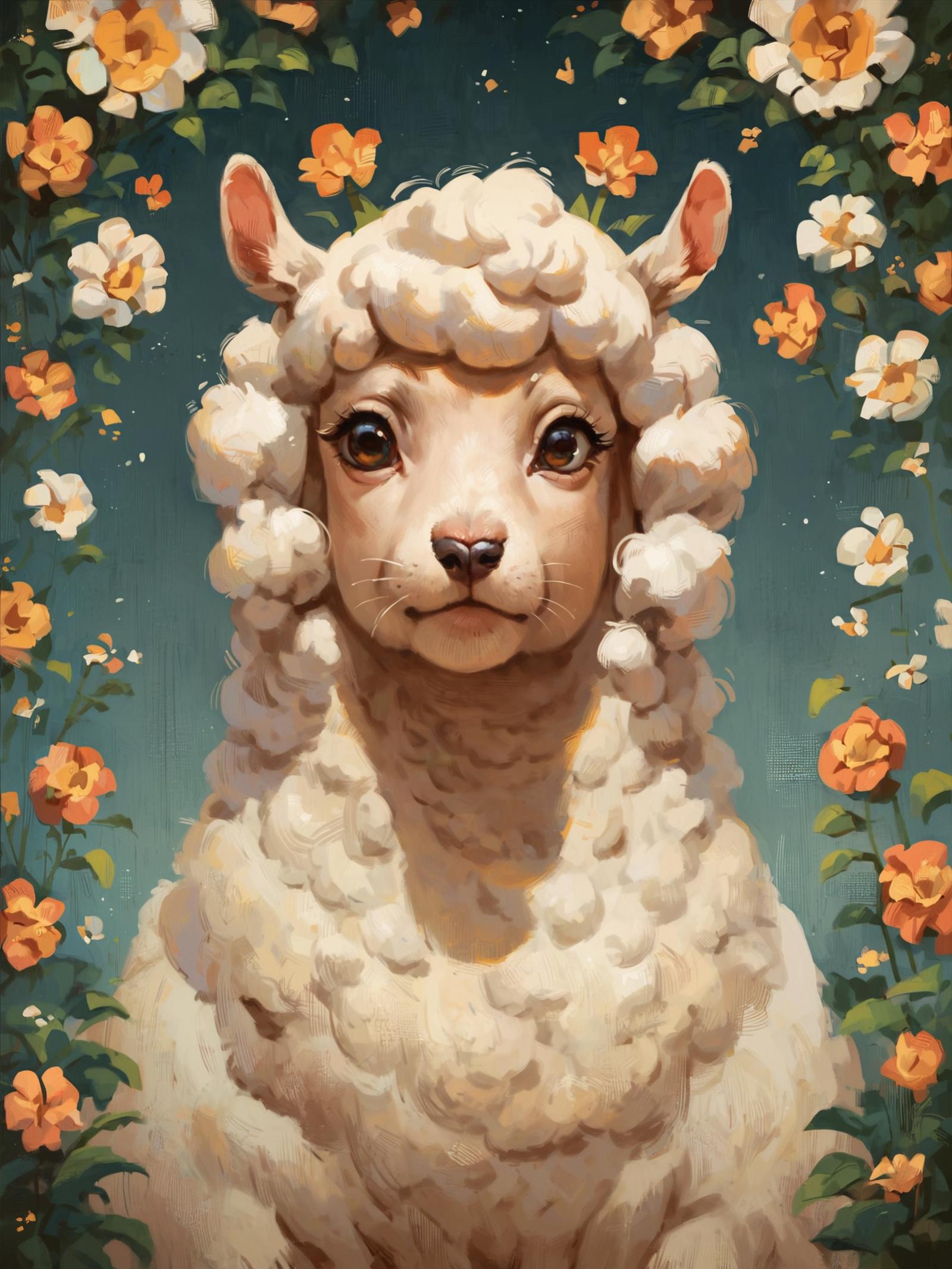 Stable Diffusion Prompt: Painting of a sheep with a white face, perfect for animal art lovers